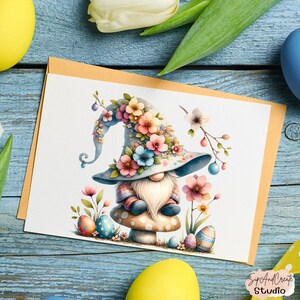 Easter Gnome Clipart Bundle, Watercolor Spring Flower, Digital Download ...