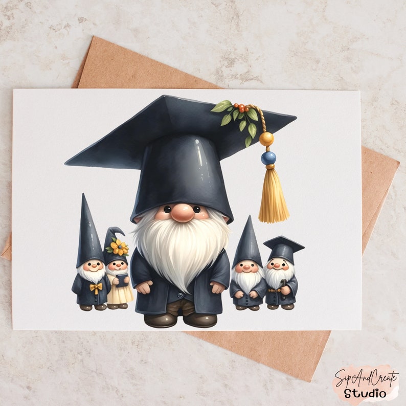 Graduation Gnome Clipart, Watercolor Gnome Digital Download for ...