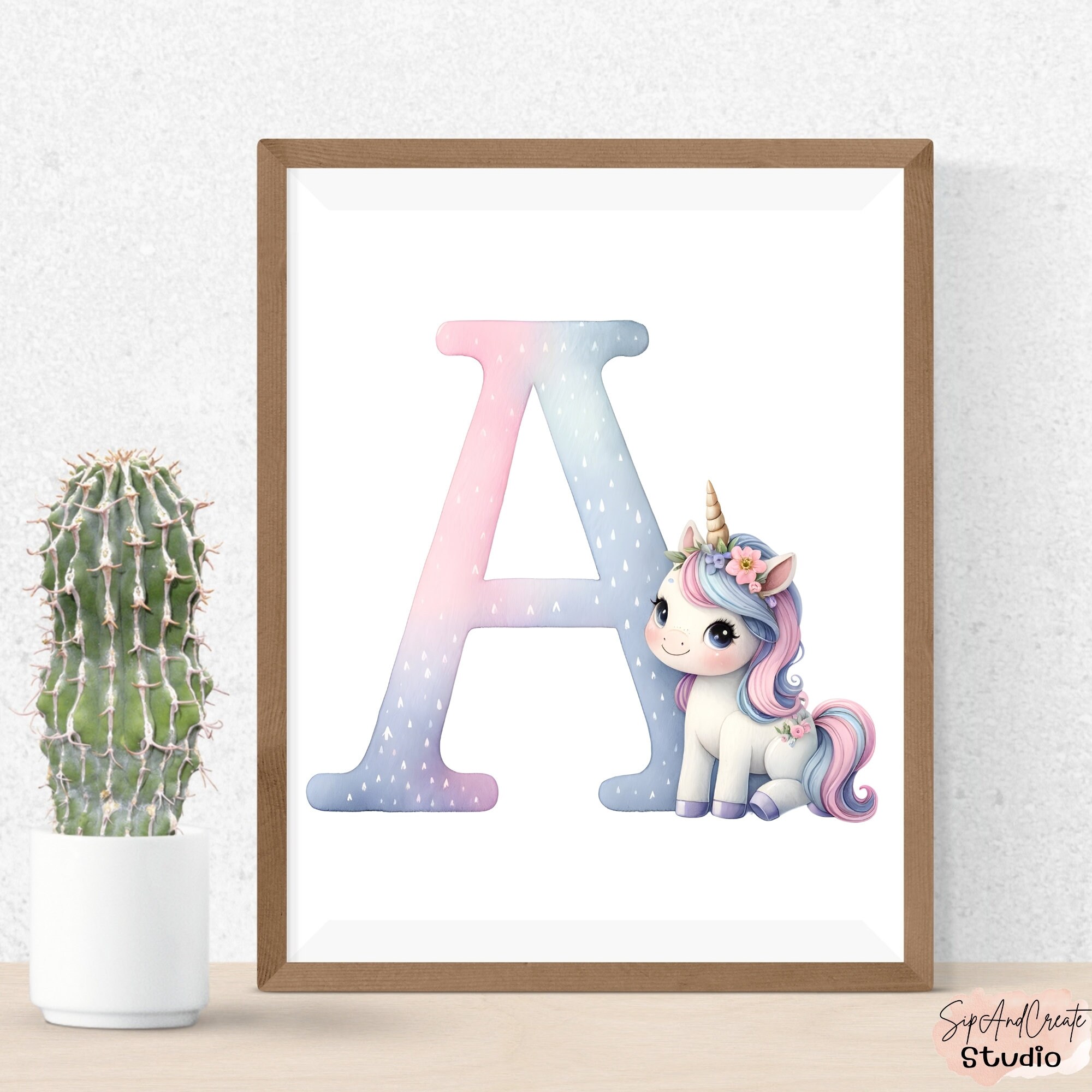 Whimsical Unicorn Watercolor Alphabet & Numbers Clipart - Digital PNG ...