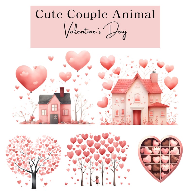 Animal Couple Clipart, Animal Watercolor Clipart, Animal Valentine PNG ...