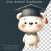Cute Animal Graduation Clipart, Watercolor Nursery Decor for Preschool ...