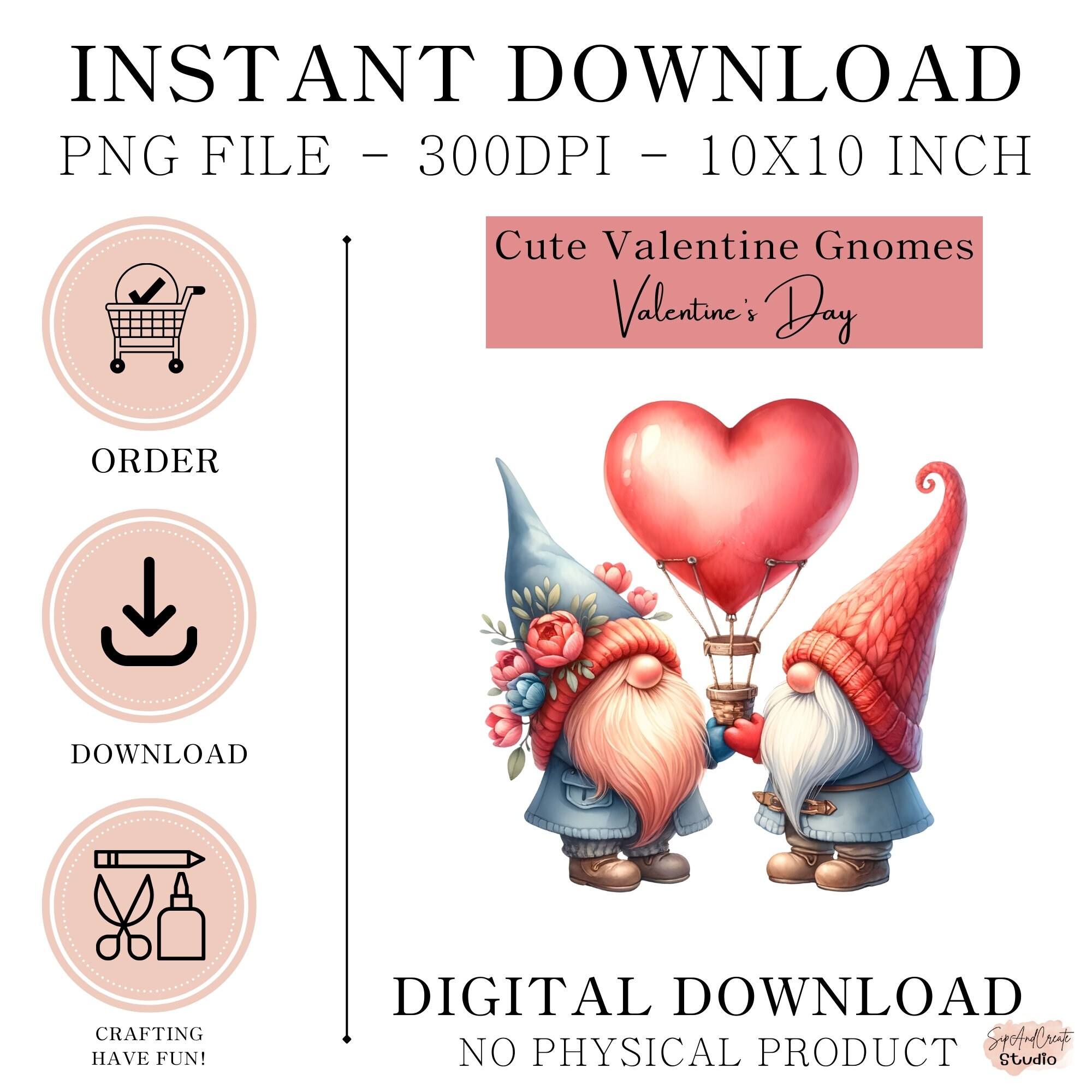 Cute Gnome Valentine, Gnome Clipart PNG, Gnome Watercolor, Valentines ...