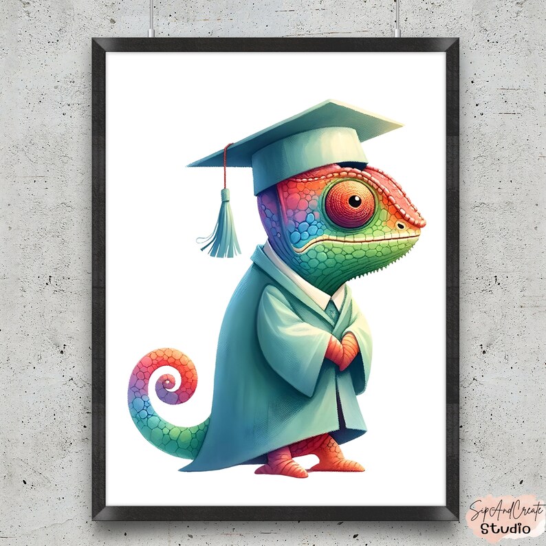 Cute Animal Graduation Clipart, Watercolor Nursery Decor for Preschool ...