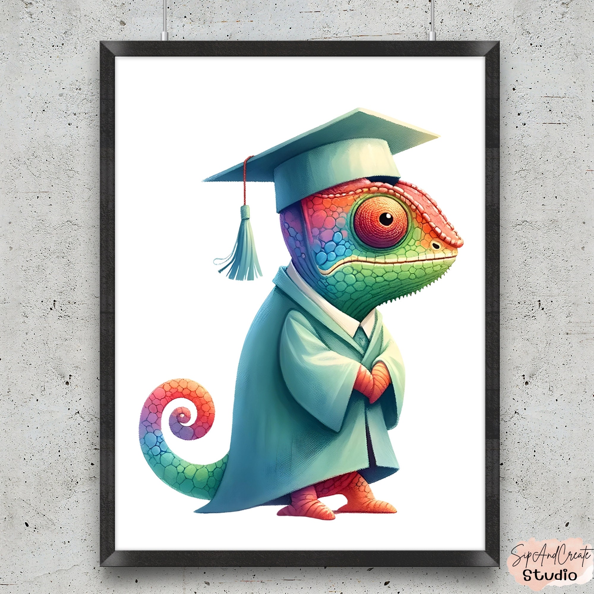 Cute Animal Graduation Clipart, Watercolor Nursery Decor for Preschool ...