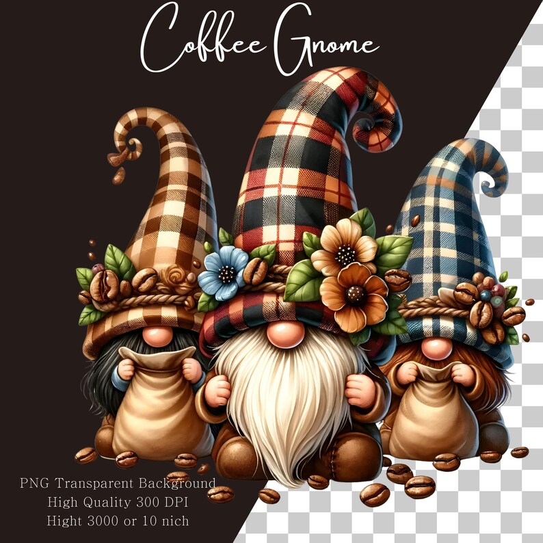 Coffee Gnome Clipart: Watercolor Gnomes Home Decor, Shop Decor (digital ...