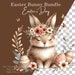Boho Easter Bunny Clipart Bundle, Watercolor Rabbit & Floral Elements ...