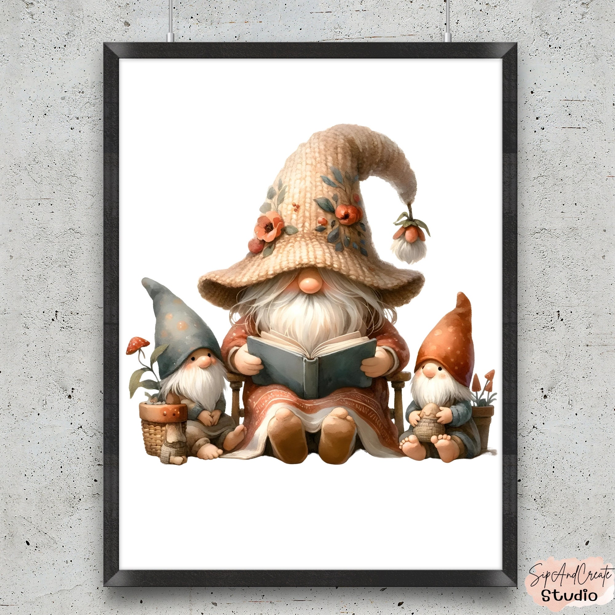 Mother's Day Gnome Clipart, Watercolor Gnome Family Digital, Printable ...