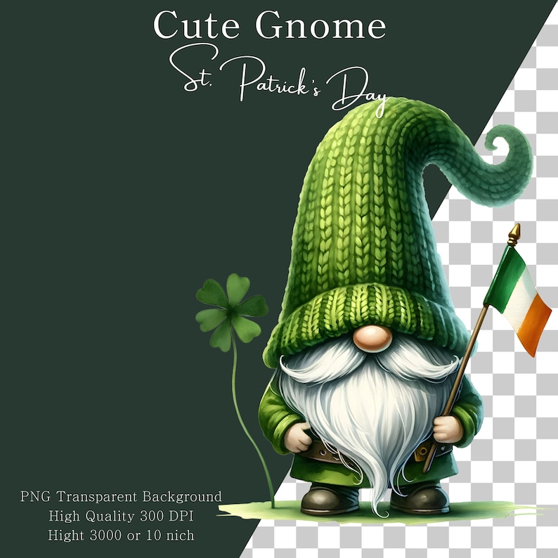 St Patricks Day Gnomes Clipart, Cute Shamrock Clipart, Watercolor ...