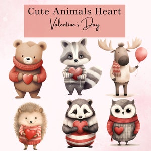 Animal Watercolor Clipart, Woodland Animal Clipart, Animal Heart, Cute ...