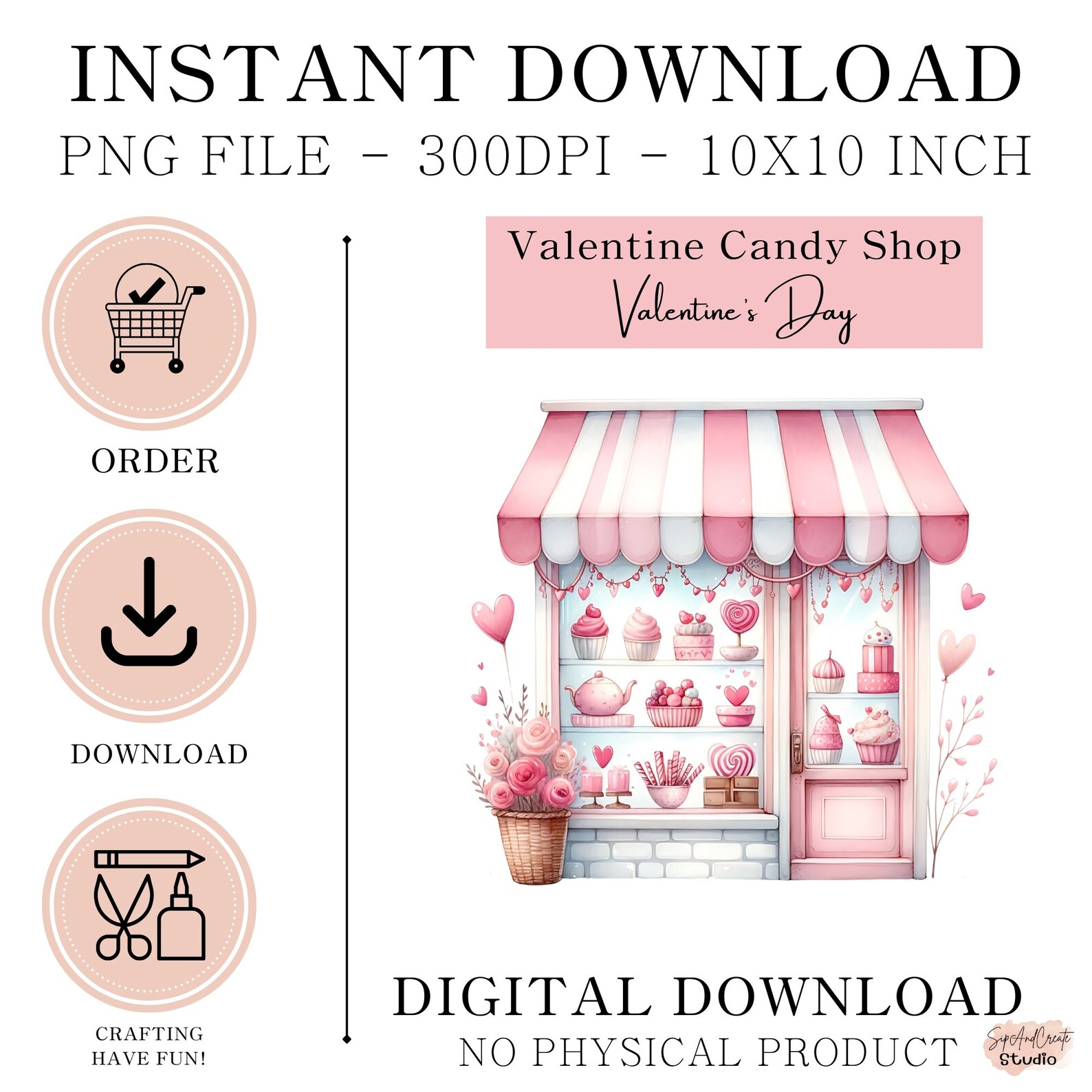 Valentine Shop Clipart, Valentine Candy PNG, Valentine Love PNG, Heart ...