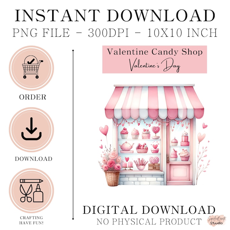 Valentine Shop Clipart, Valentine Candy PNG, Valentine Love PNG, Heart ...