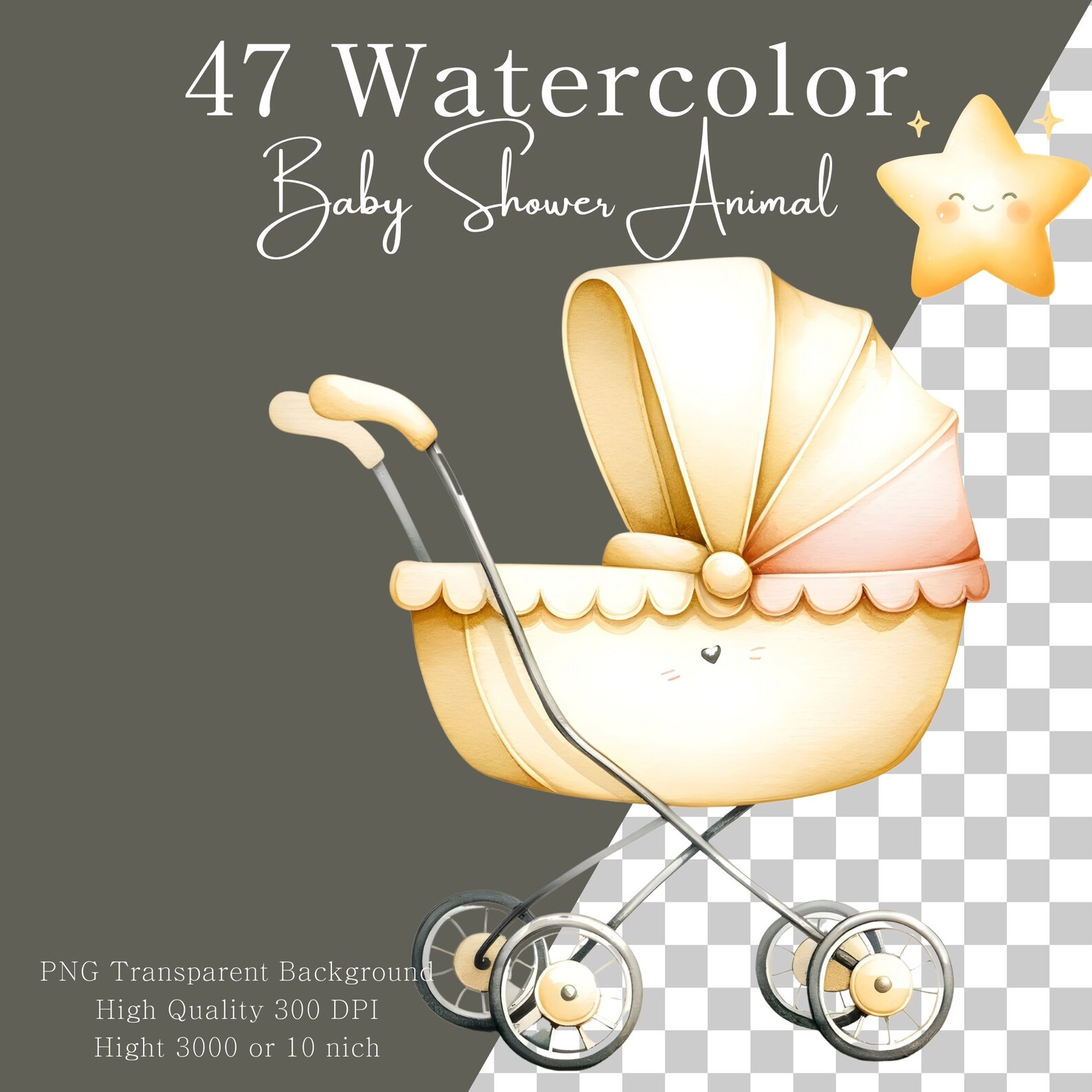 Baby Shower Watercolor Clipart, Baby Milestone PNG, Elephant Baby ...