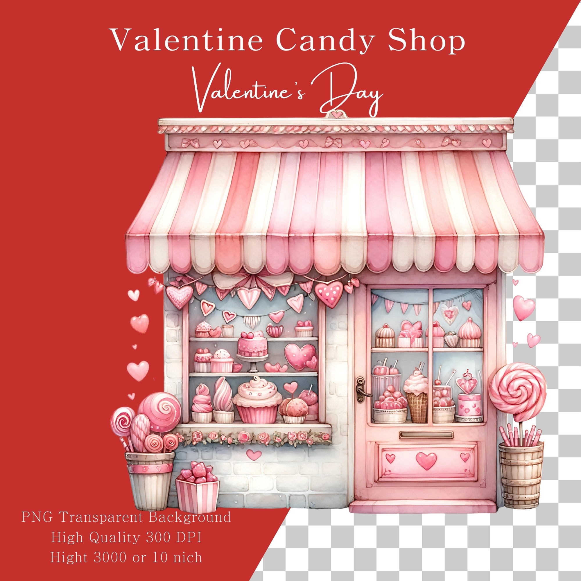 Valentine Shop Clipart, Valentine Candy PNG, Valentine Love PNG, Heart ...