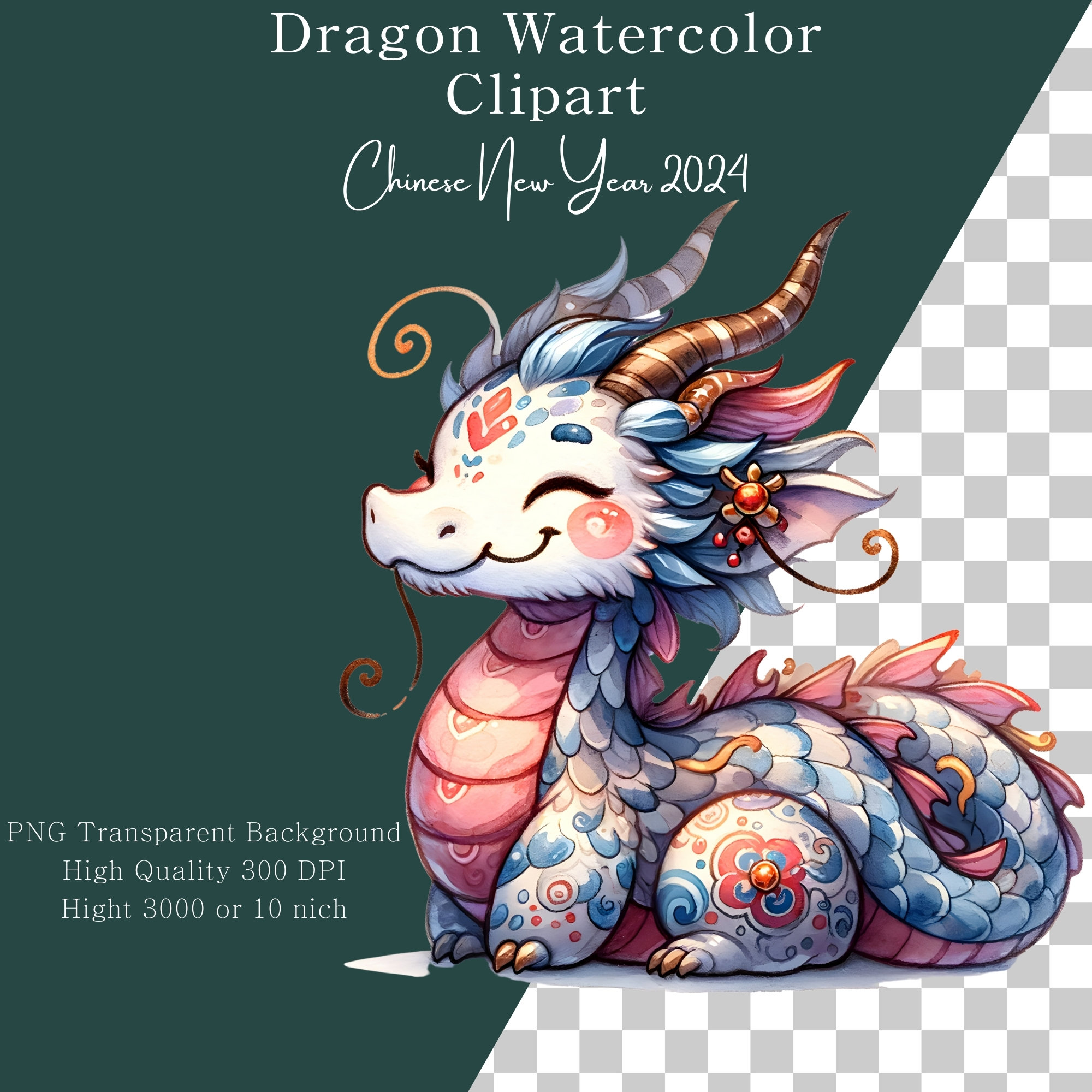 Cute Dragon Clipart, Dragon Kids, Dragon Watercolor Clipart, Blossoms ...