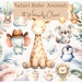 Safari Baby Animals Watercolor Clipart, Jungle Animal Clipart, Cute ...