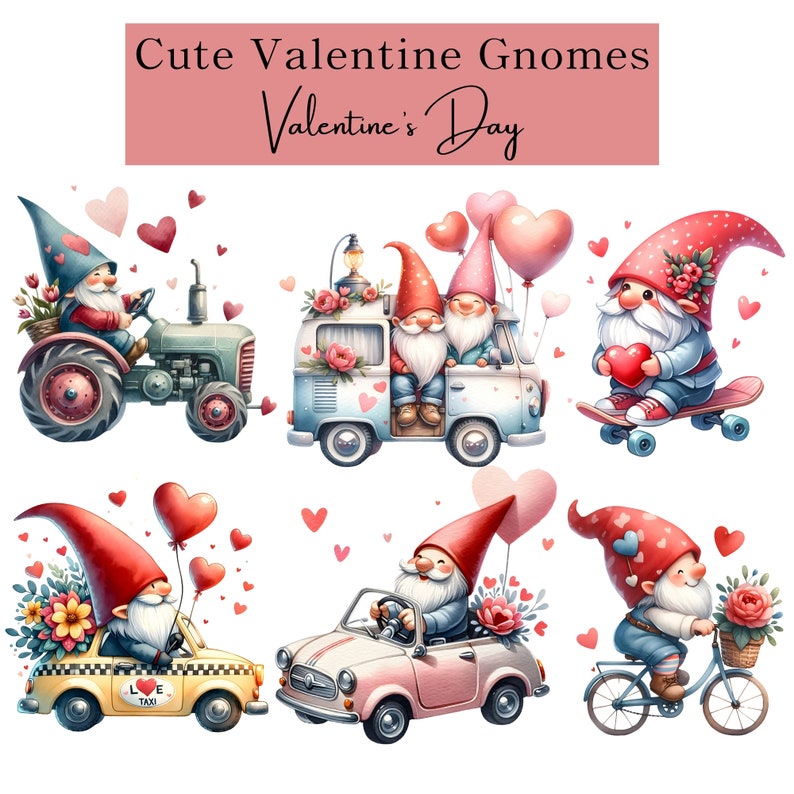 Cute Gnome Valentine, Gnome Clipart PNG, Gnome Watercolor, Valentines ...