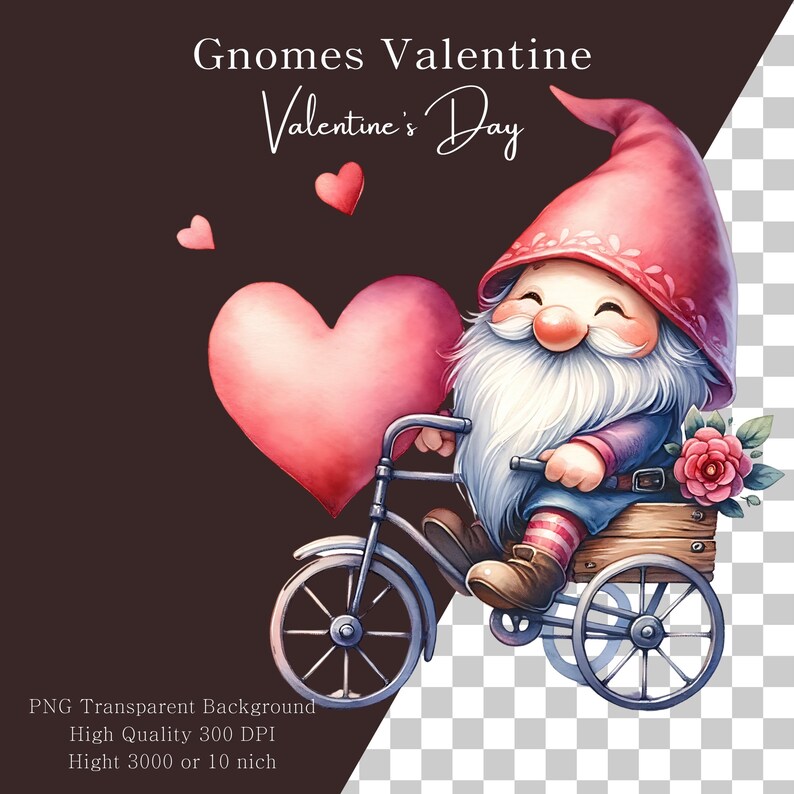 Cute Gnome Valentine, Gnome Clipart PNG, Gnome Watercolor, Valentines ...