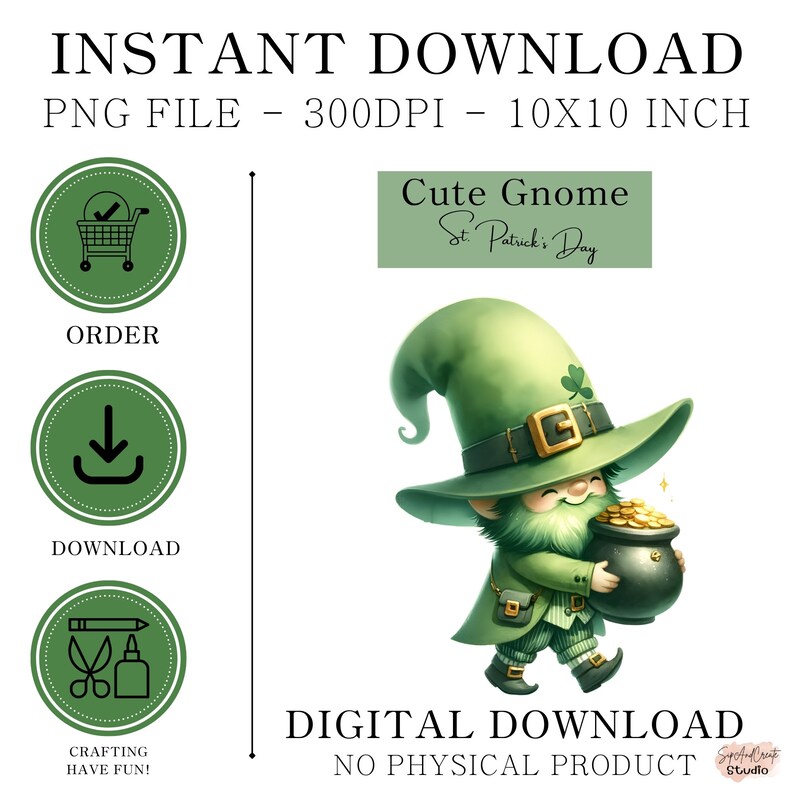 St Patricks Day Gnomes Clipart, Cute Shamrock Clipart, Watercolor ...