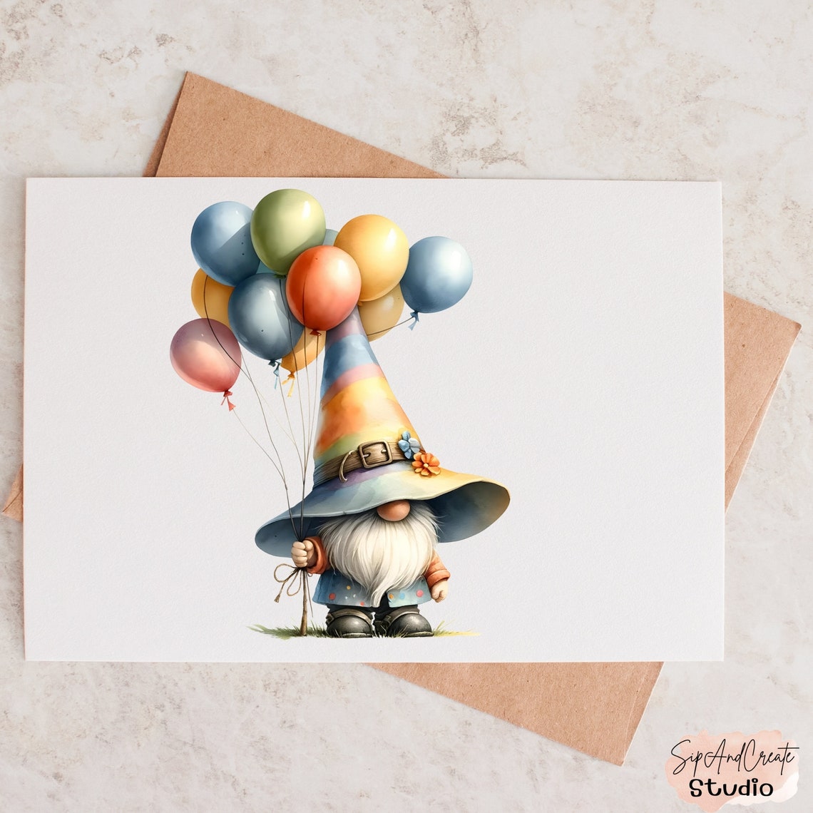 Gnome Birthday Clipart, Watercolor Gnome Party Digital Download, Kids ...