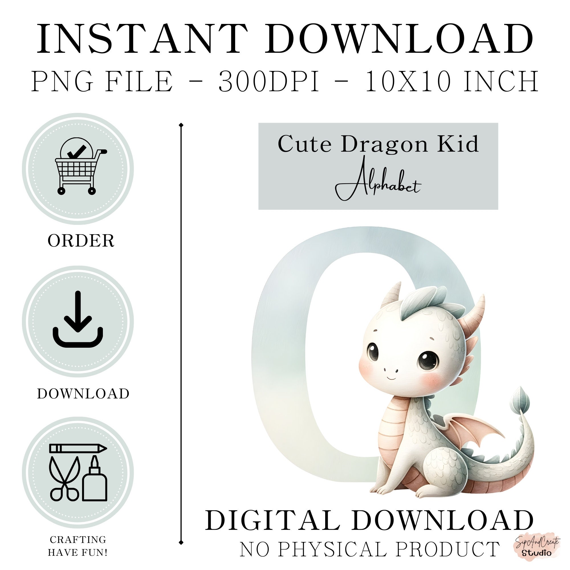 Dragon Alphabet and Numbers Clipart, Cute Dragon Clipart, Dragon ...