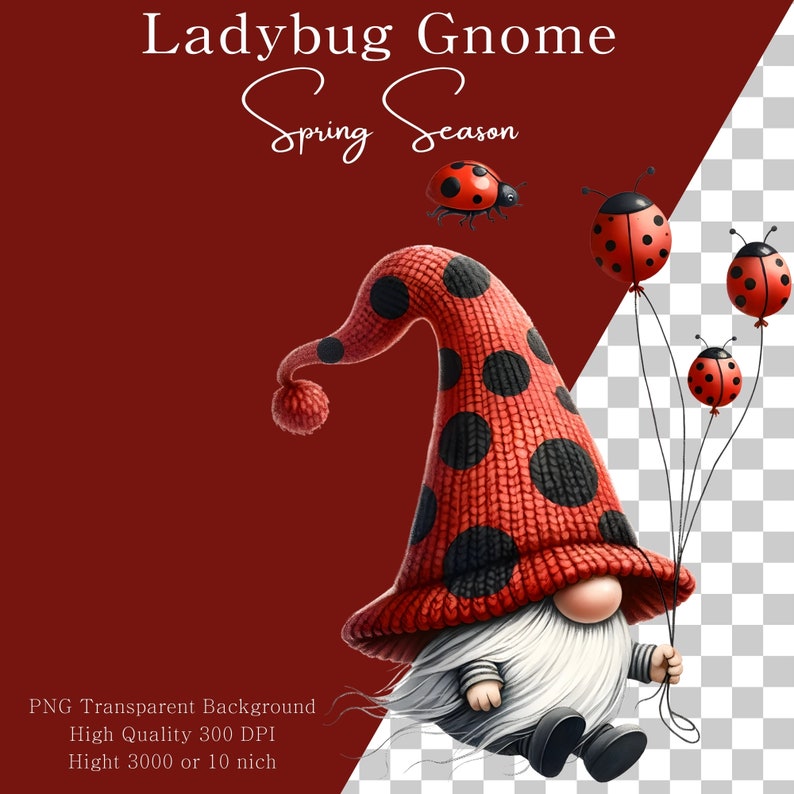 Ladybug Gnome Watercolor Clipart, Ladybug Gnome PNG Bundle, Charming ...