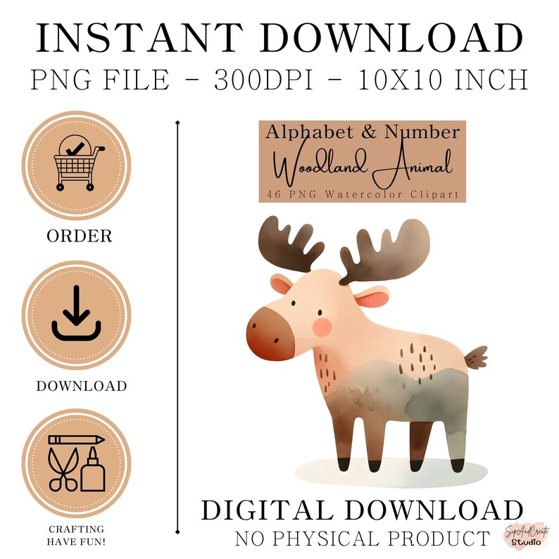 Woodland Animals Alphabet & Number Clipart Digital Download ...