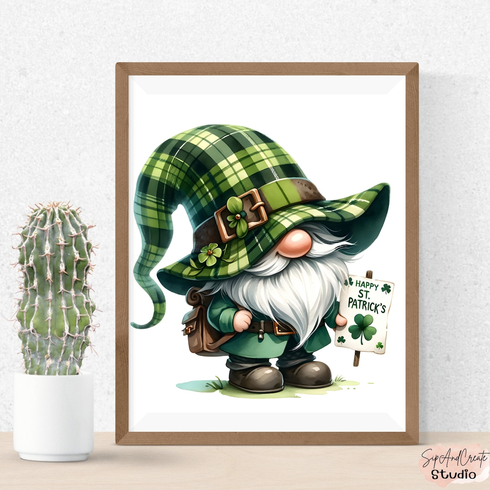 St Patricks Day Gnomes Clipart, Cute Shamrock Clipart, Watercolor ...