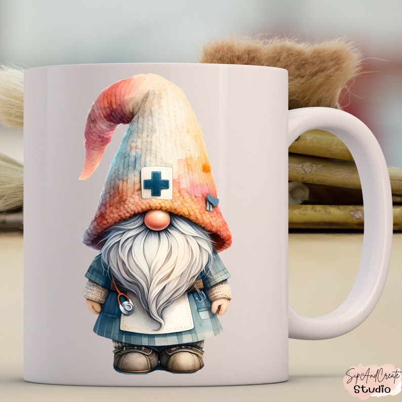 Nurse Gnome Watercolor Clipart: Gnome Doctor PNG, Nursing Nursery Art ...