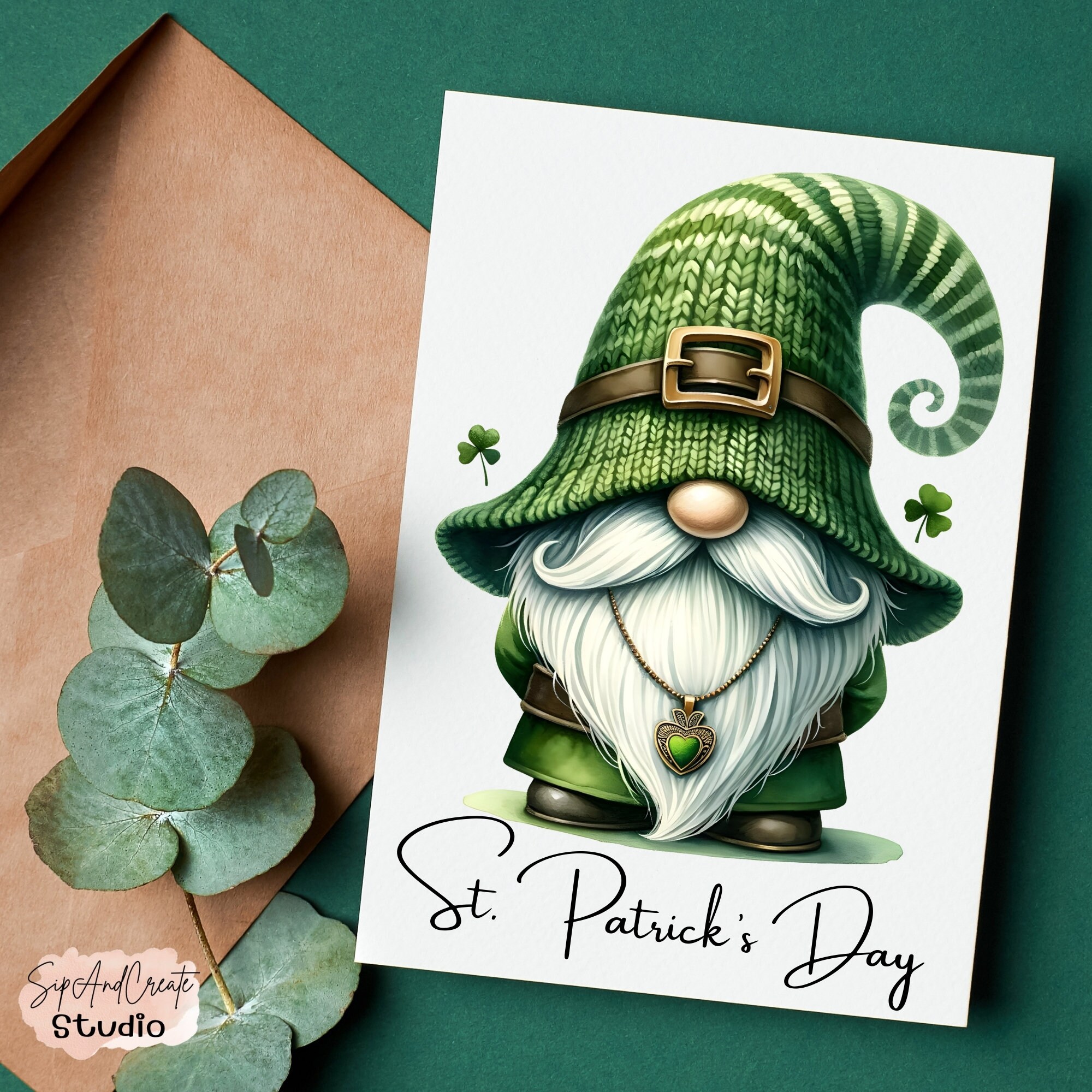 St Patricks Day Gnomes Clipart, Cute Shamrock Clipart, Watercolor ...