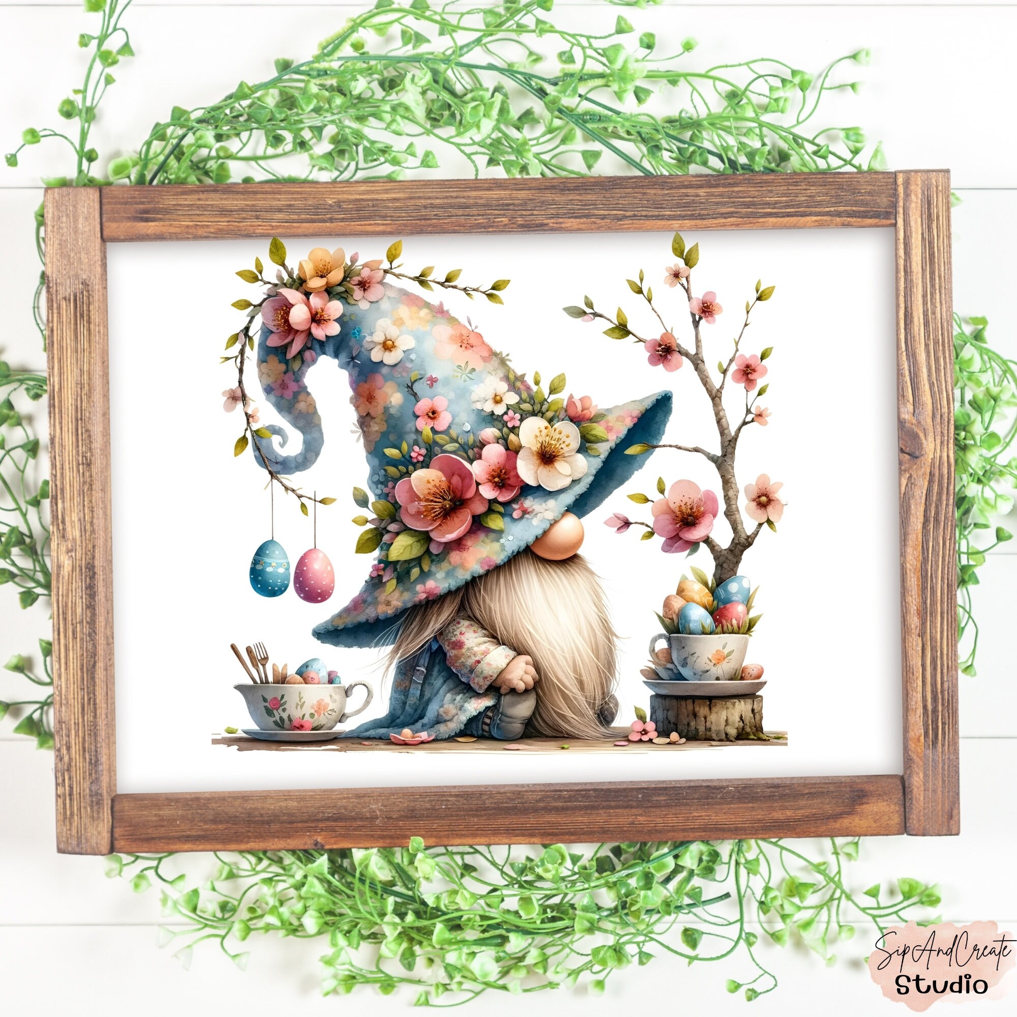 Easter Gnome Clipart Bundle, Watercolor Spring Flower, Digital Download ...