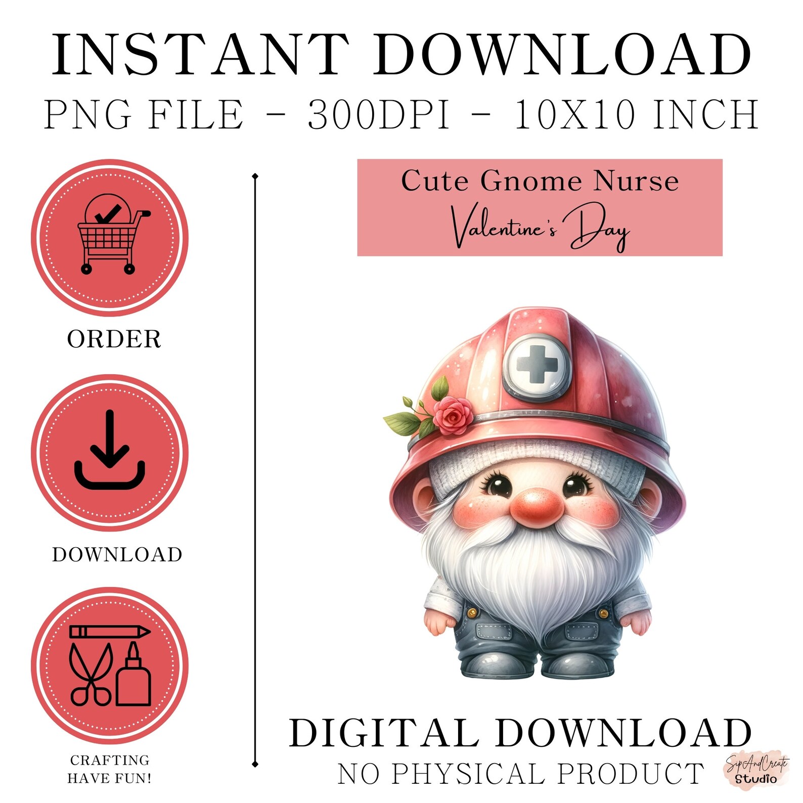 Gnome Nurse PNG, Gnome Doctor, Nurse Valentine PNG, Nurse Life Clipart ...