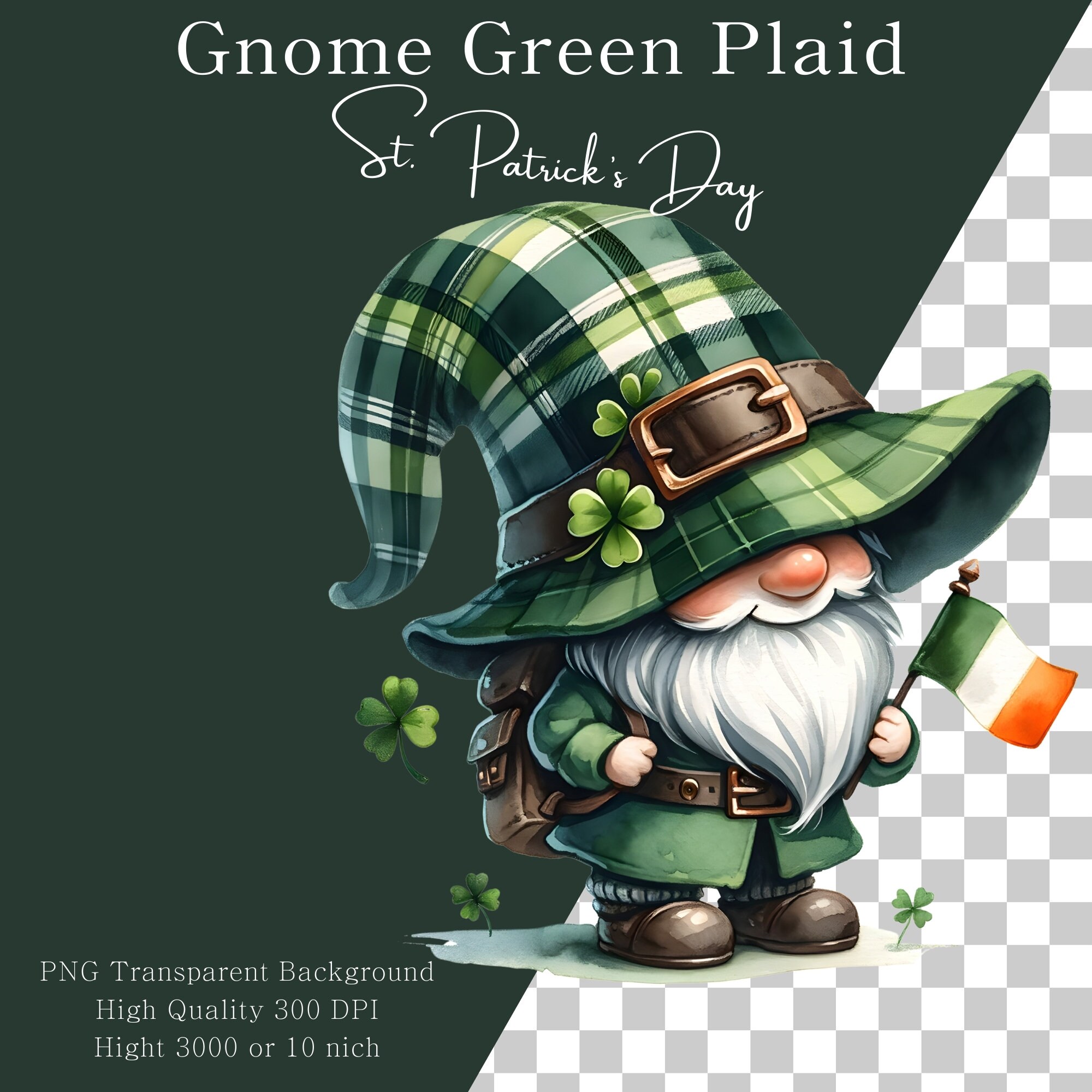 St Patricks Day Gnomes Clipart, Cute Shamrock Clipart, Watercolor ...