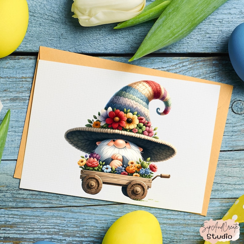 Garden Gnome Watercolor Clipart, Cute Gnomes Digital Art, Printable ...