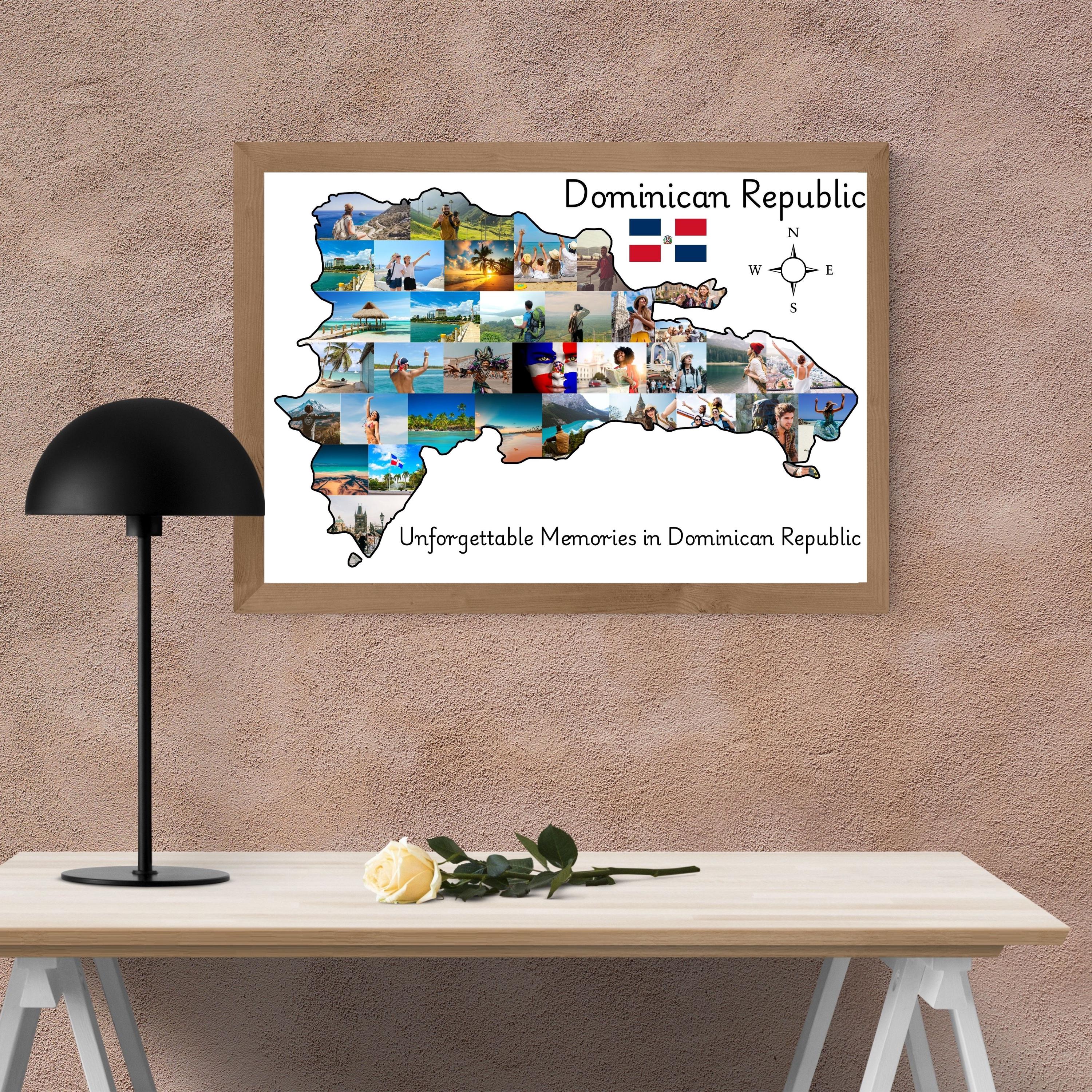 Dominican Republic Map Photo Collage, Travel Memory Canva Template ...