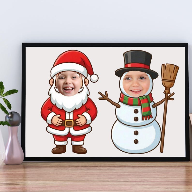 Christmas Character Canva Frames , Add Your Own Face ,funny Santa ...