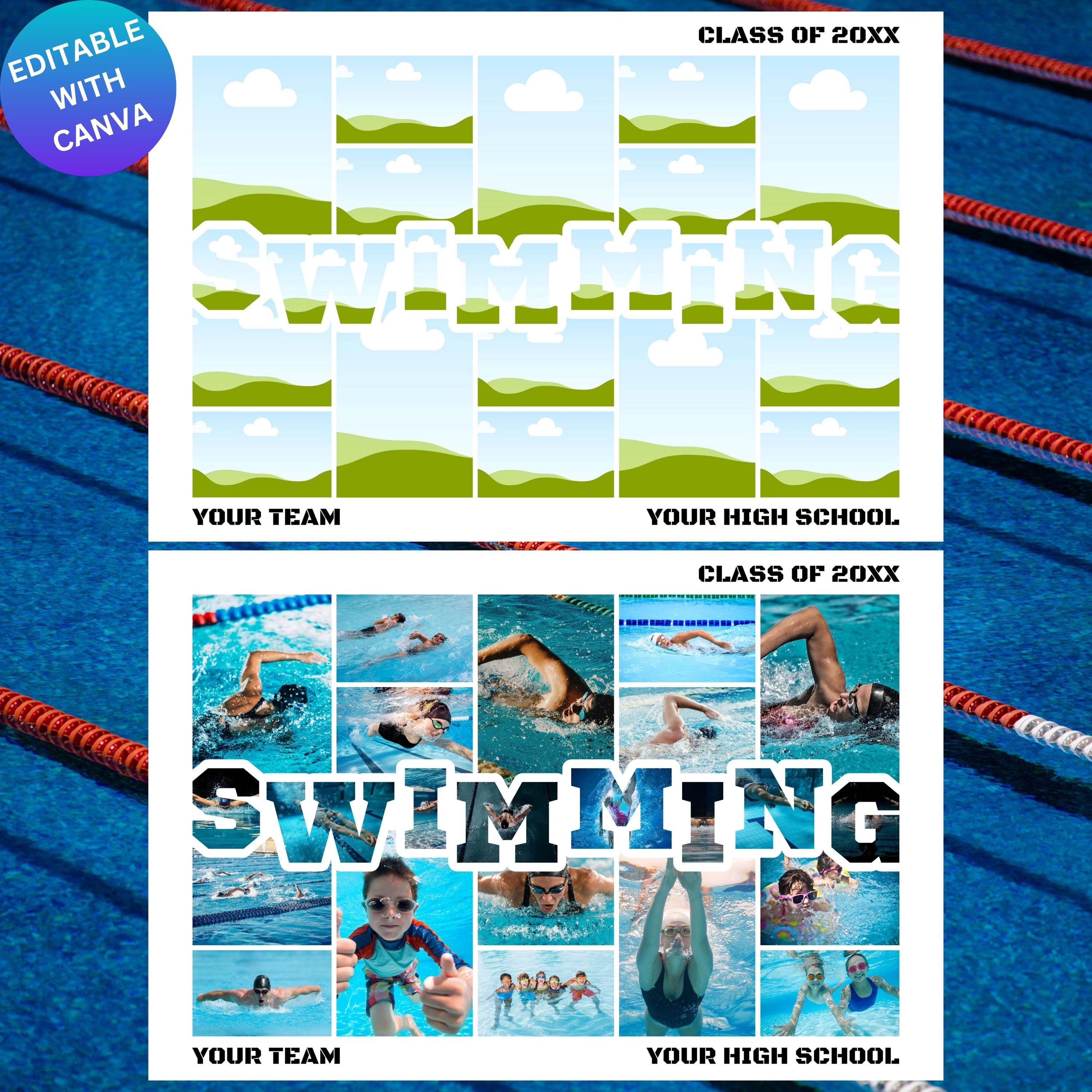 Swimming Photo Collage Template: Customizable Senior Night Keepsake ...