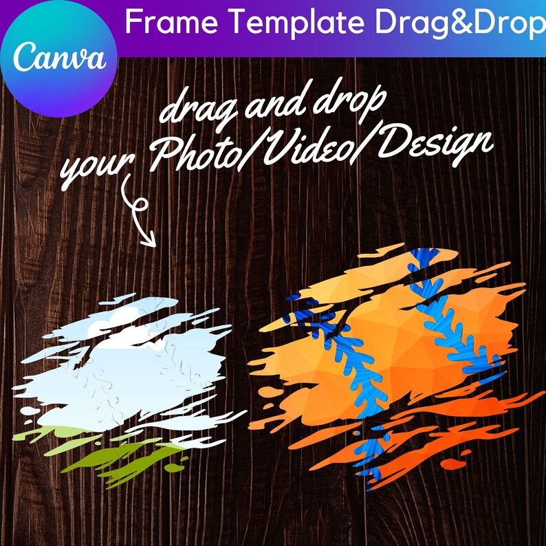Baseball Canva Frame Template Bundle: Drag & Drop Sports Design ...