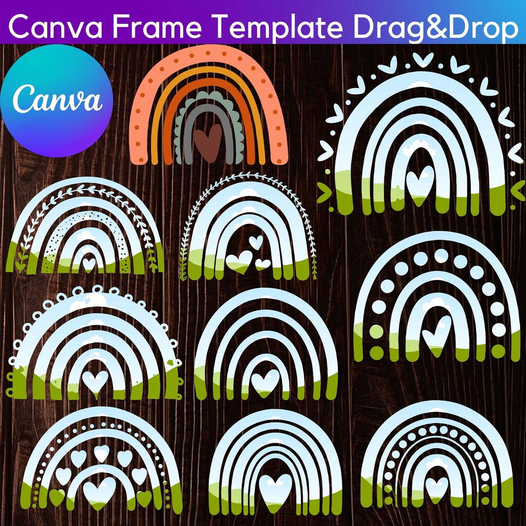 Boho Rainbow Canva Frame Template Bundle (digital Download) - Etsy