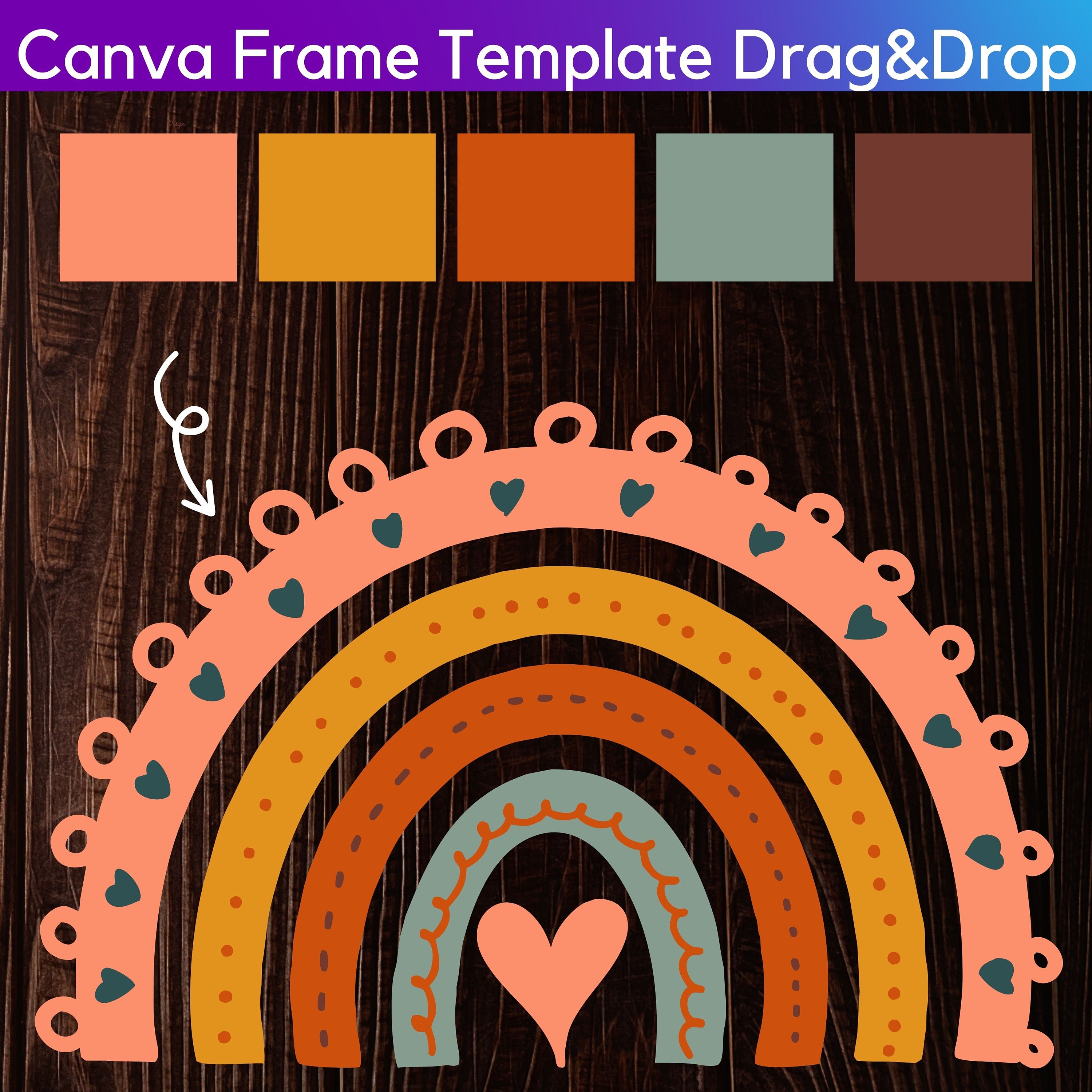 Rainbow Canva Frame Template Bundle,editable Rainbow,boho Rainbow ...