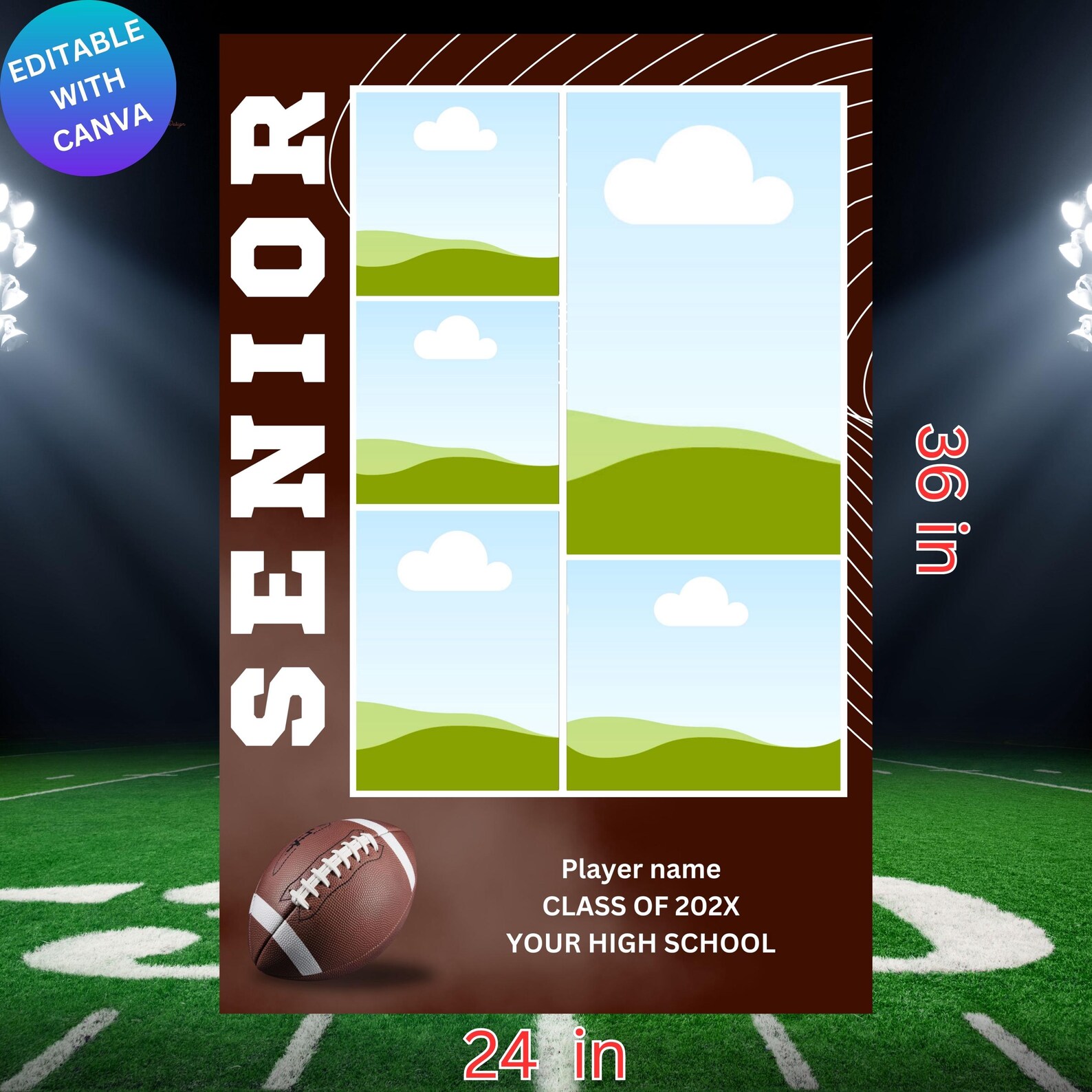 American Football Poster Frame Template,customizable Sports Photo Frame ...