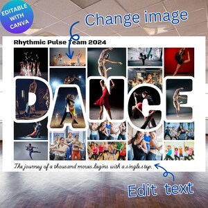 Dance Photo Collage Canva Frame Template,editable Dance Memory Frame ...