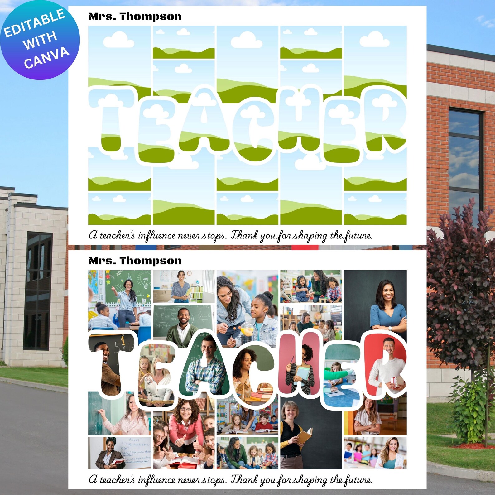 Teacher Photo Collage Canva Frame Template, Personalized Gift for ...