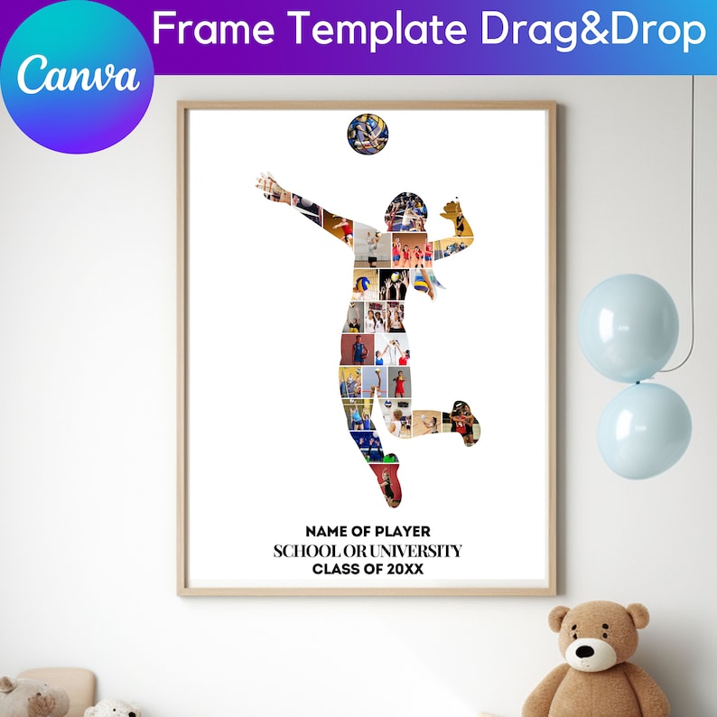 Volleyball Photo Collage Canva Frame Template (digital Download) - Etsy