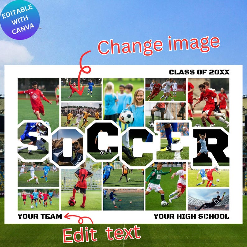 Soccer Photo Collage Template: Customizable Senior Night Keepsake ...