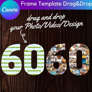 60 Sixty Number Collage Canva Frame Template,editable Canva for a ...