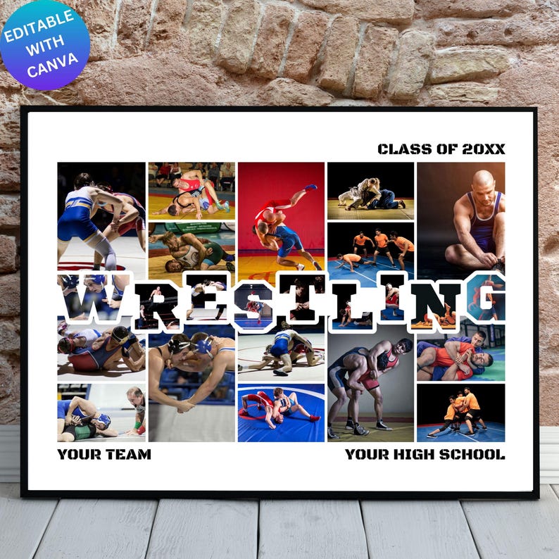 Wrestling Photo Collage Template: Customizable Senior Night Gift ...