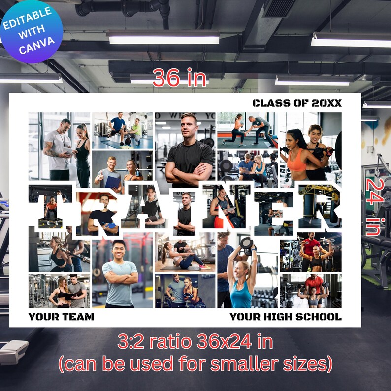 Trainer Photo Collage Canva Template: Personalized Gym Coach Gift ...