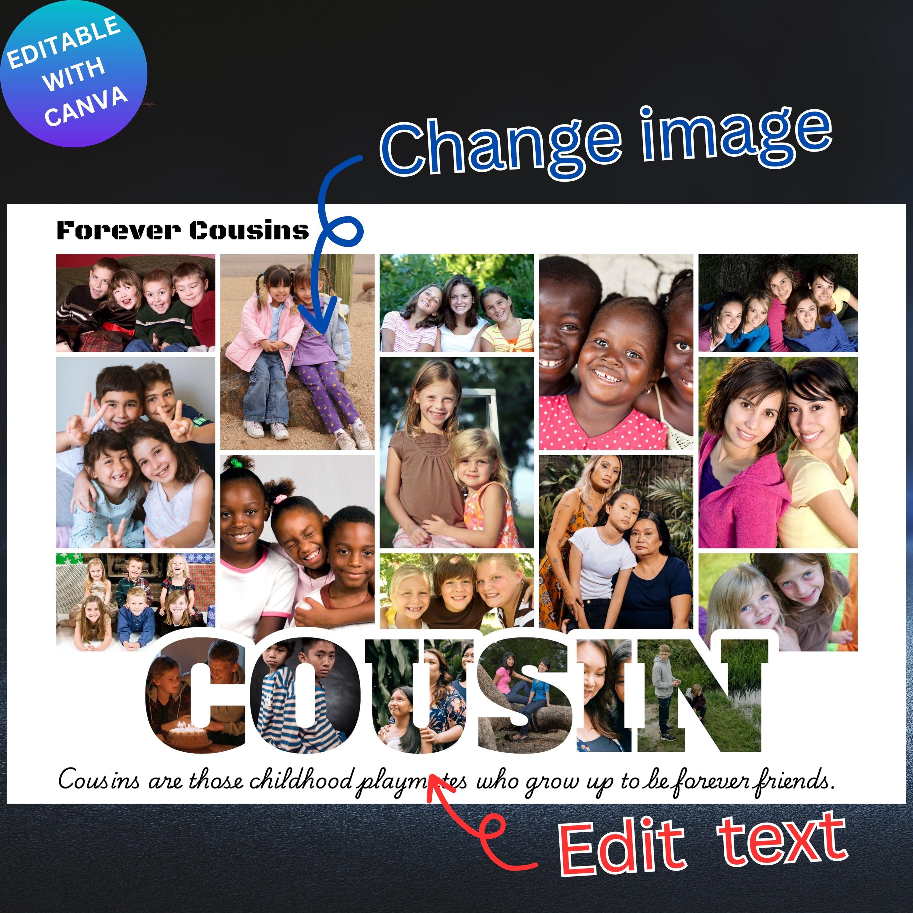 Cousin Photo Collage Template: Editable Family Keepsake (digital ...