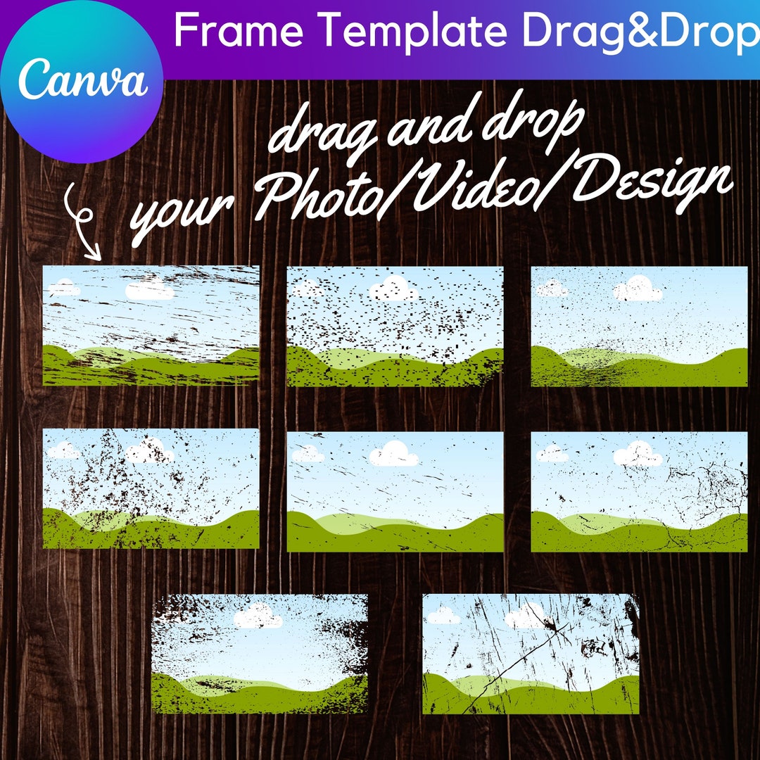 Bleach Effect Distressed Texture Canva Frames Bundle,easy Drag and Drop ...