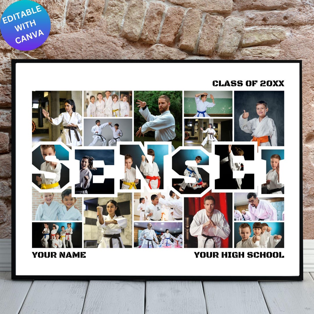 Sensei Photo Collage Canva Template: Martial Arts Instructor Gift ...